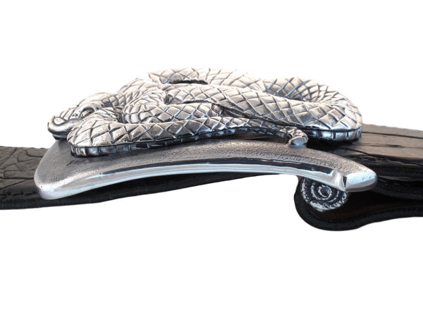 #1371 Sterling Coiled Snake Buckle, 1.5" - Jeff Deegan Designs